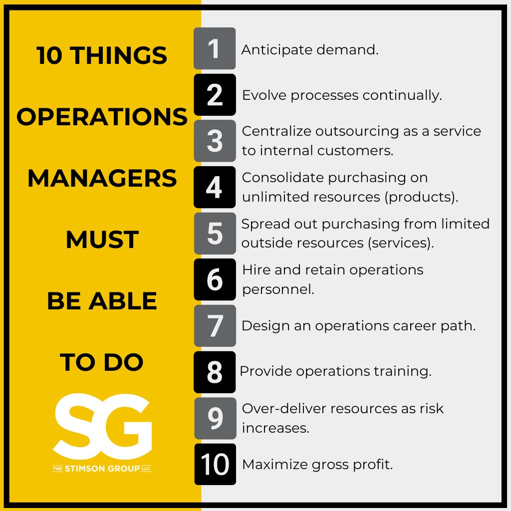 Ten Things Operations Managers Should Manage - The Stimson Group
